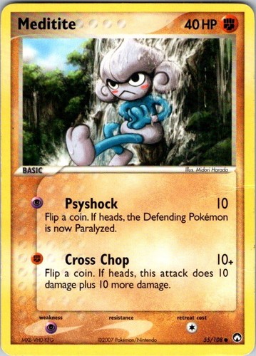 Meditite 55/108 Common Power Keepers Pokemon Damaged | eBay