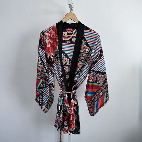 Josie Natori Satin Kimono Robe Womens Size Large Multicolor Floral ...