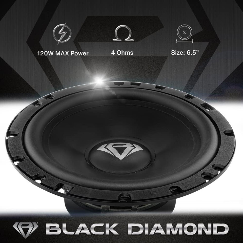 Black Diamond 2-Way Component Speaker Set, 2 Speakers, 2 Tweeters, 2 ...