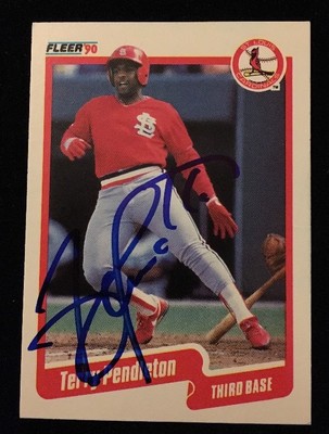 TERRY PENDLETON 1990 FLEER Autograph Signed AUTO Baseball Card 257 ...