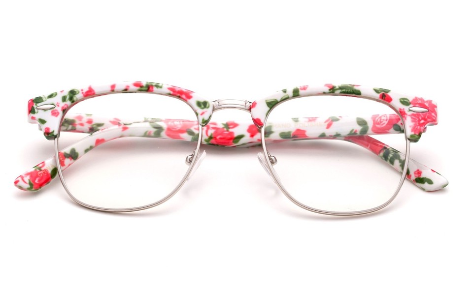 Half Frame Clear Lens Glasses Unisex Glasses Frame Retro Half Frame Men ...