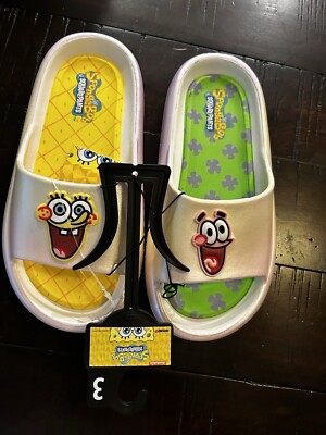 Girls CUTE SpongeBob / Patrick Slide Sandals (Size 3) BRAND NEW W TAGS ...