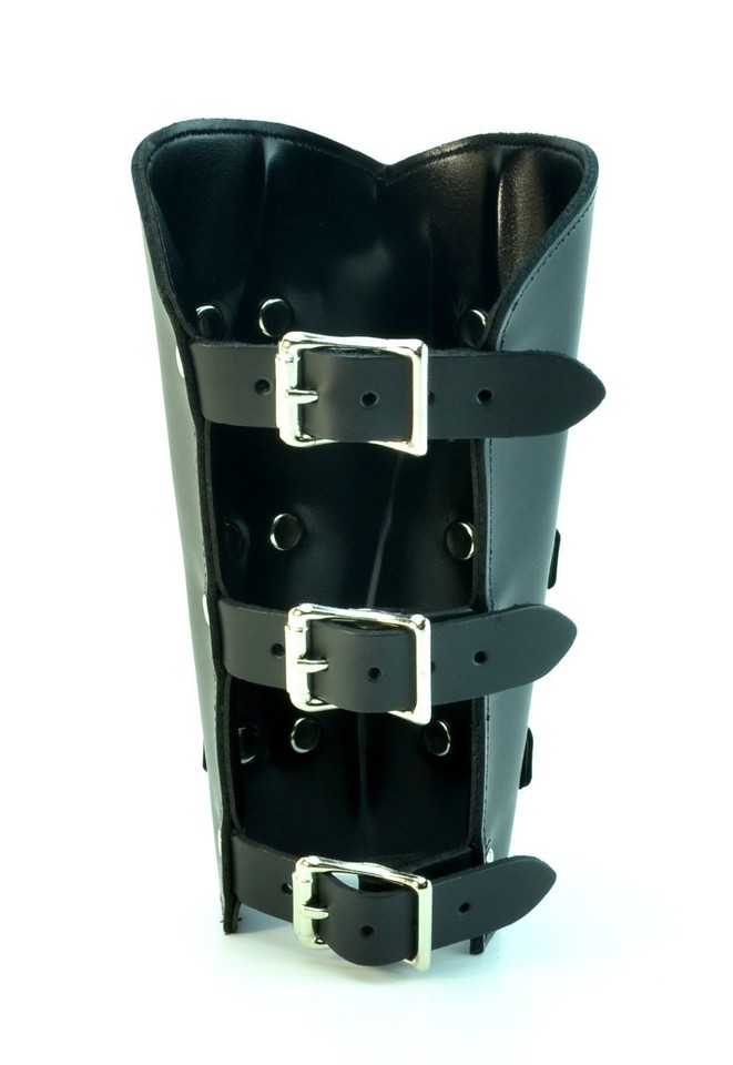 O Ring Gauntlet Bracer Genuine Leather Buckle Back Punk Goth Thrash ...