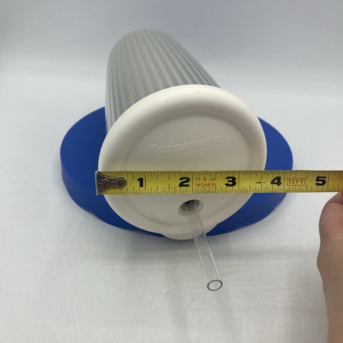 Vtg Tupperware Insulated 24oz Tumbler 3329A-3 Lid & Straw Black & White ...