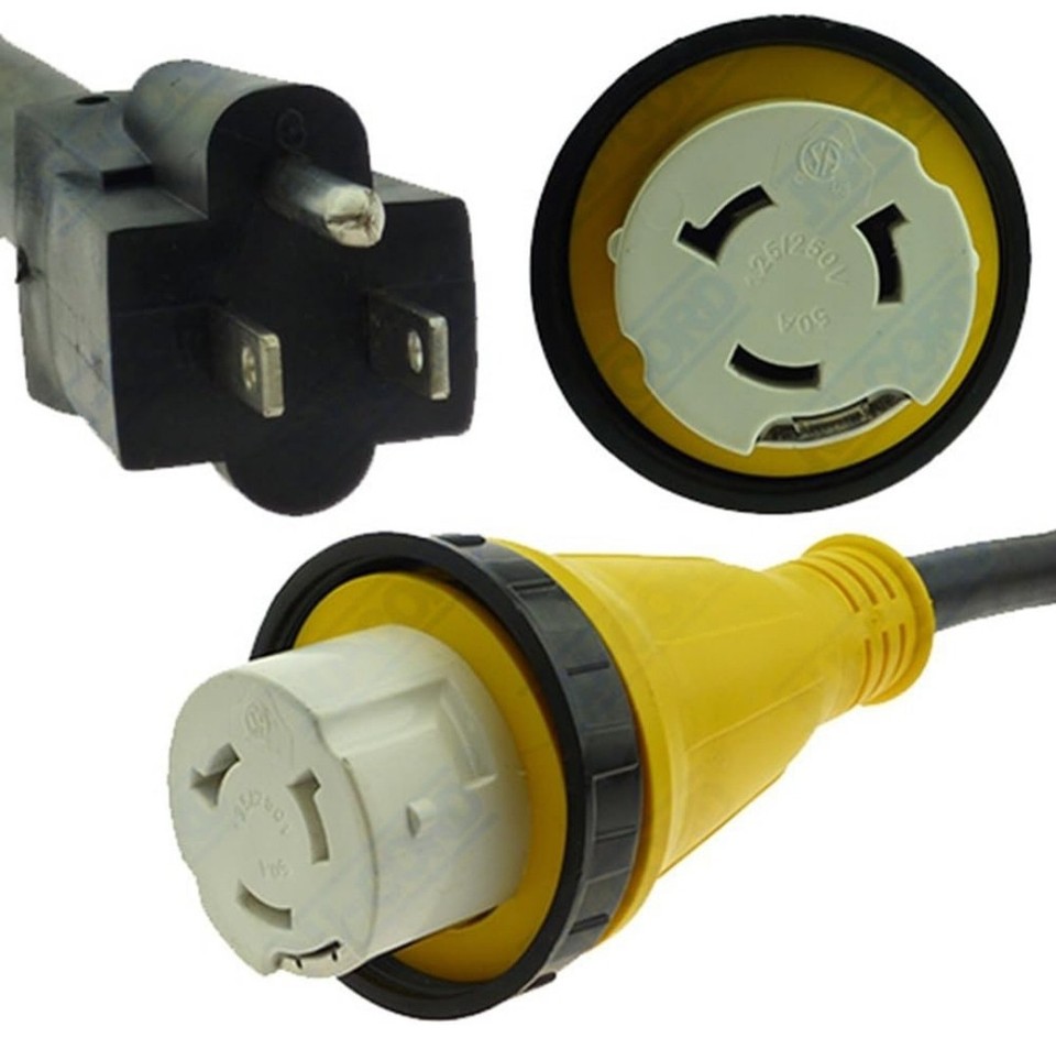 NU-SET Lock RV Dogbone Adapter 15 Amp Male - 50 Amp Female Locking ...