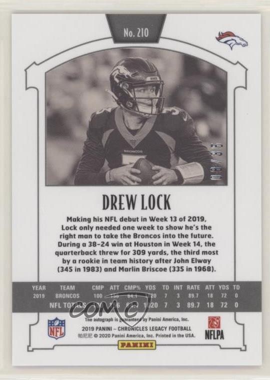 2019 Chronicles Legacy Update Rookies Red Signatures /35 Drew Lock #210 ...