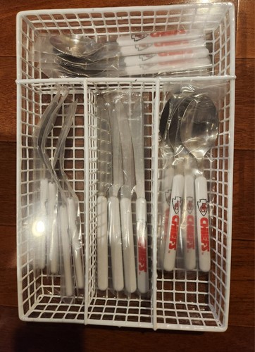 NFL Kansas City Chiefs Stainless Steel Flatware Silverware In Wire Rack ...