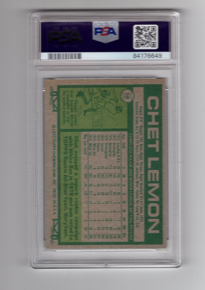CHET LEMON 1977 Topps Rookie Gold Cup PSA 8 Near Mint NM POP 37 | eBay