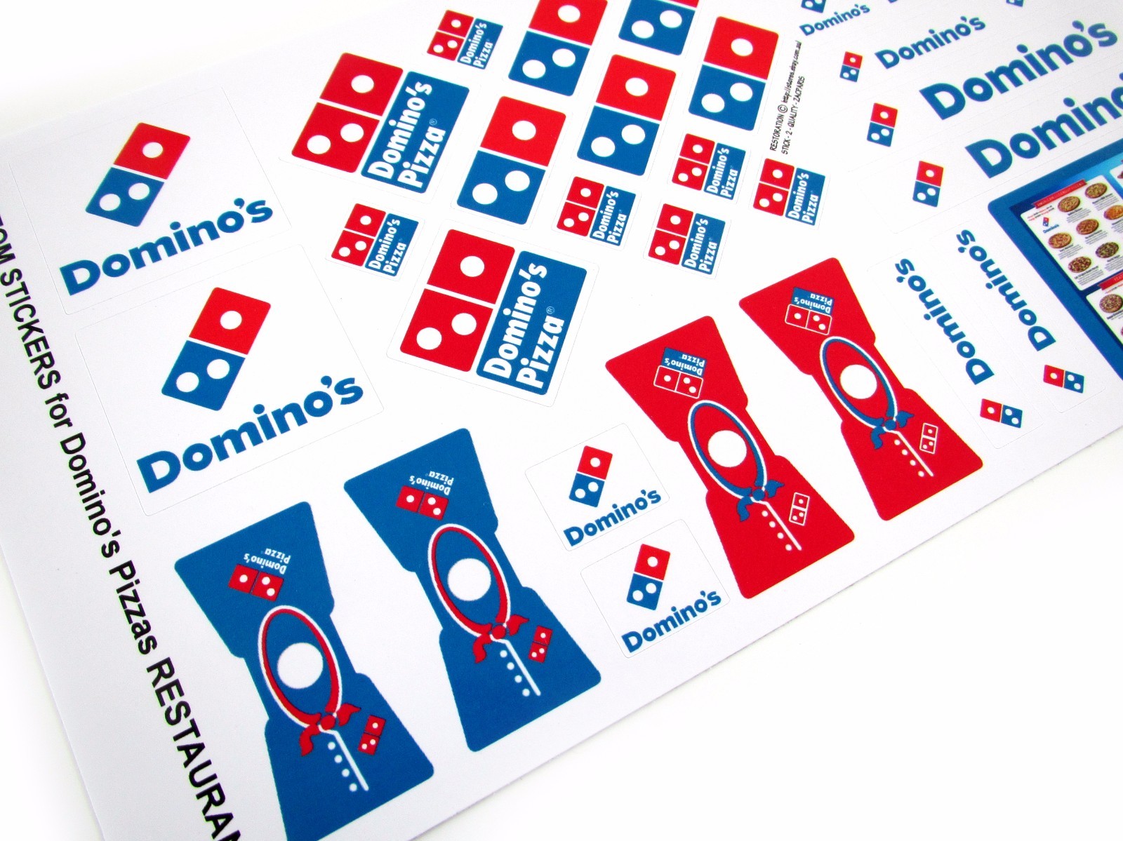 CUSTOM STICKERS for Domino's Pizza Restaurant TOYS , MODEL BUILDS ETC ...