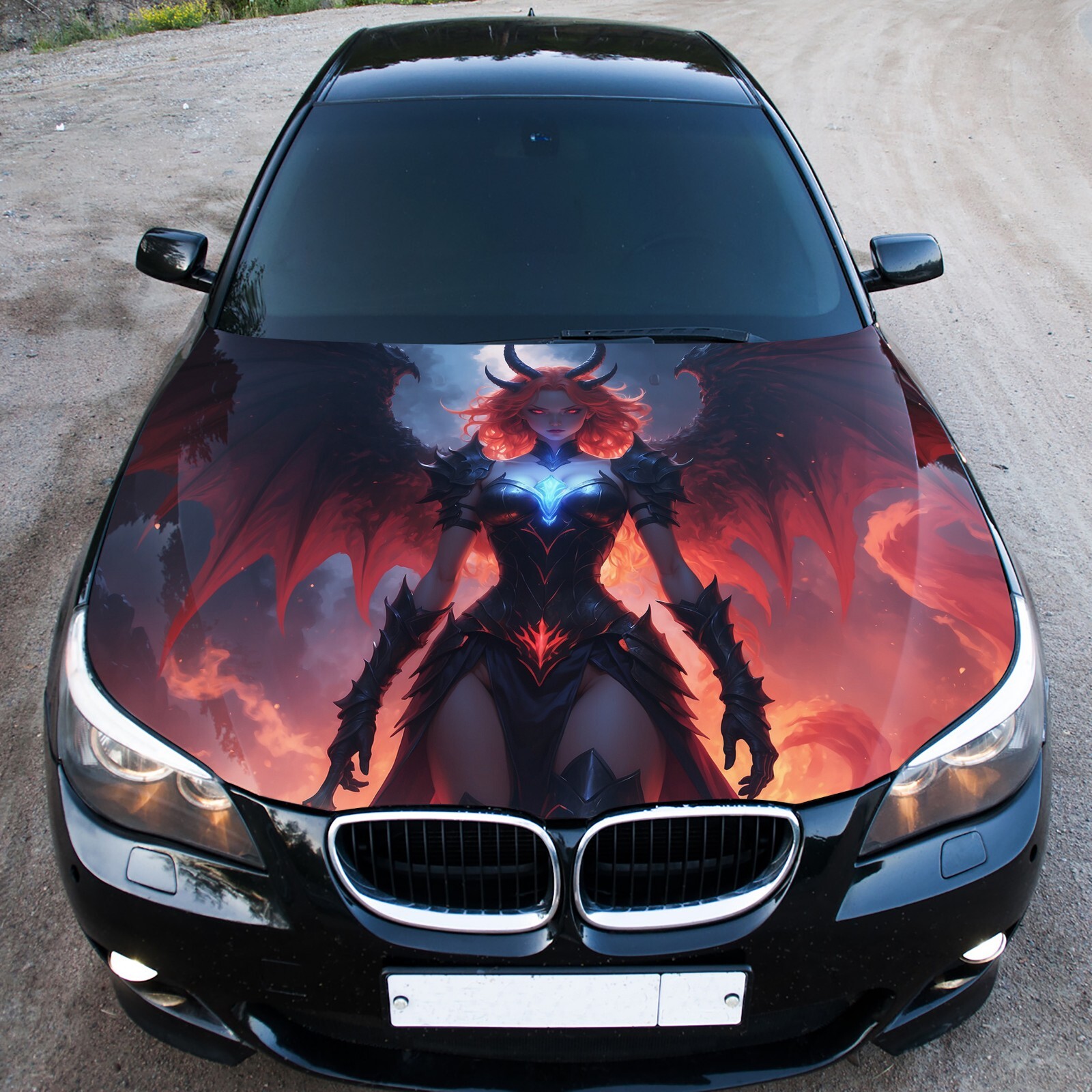 Devil Girl Car Hood Wrap Decal Vinyl Sticker Evil Full Color Graphic ...