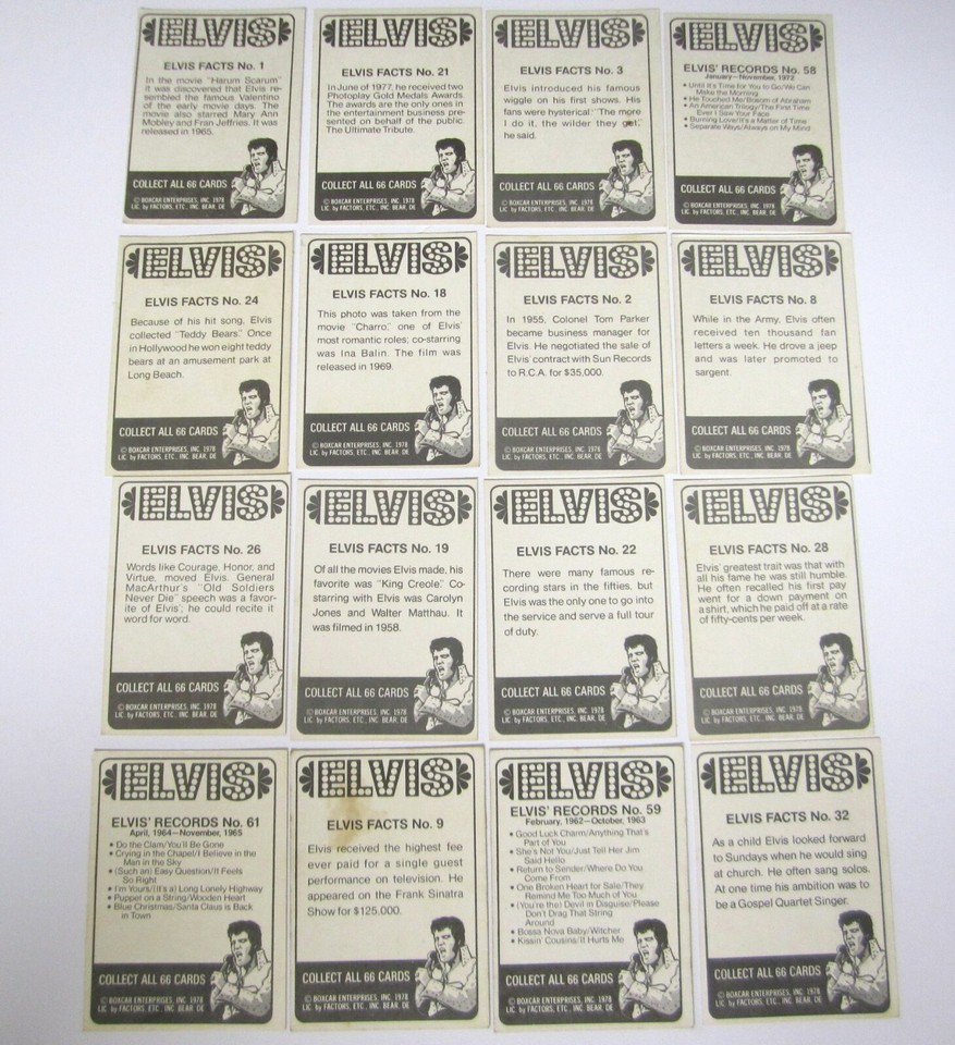 Elvis Presley Boxcar Trading Cards 16 cards | eBay