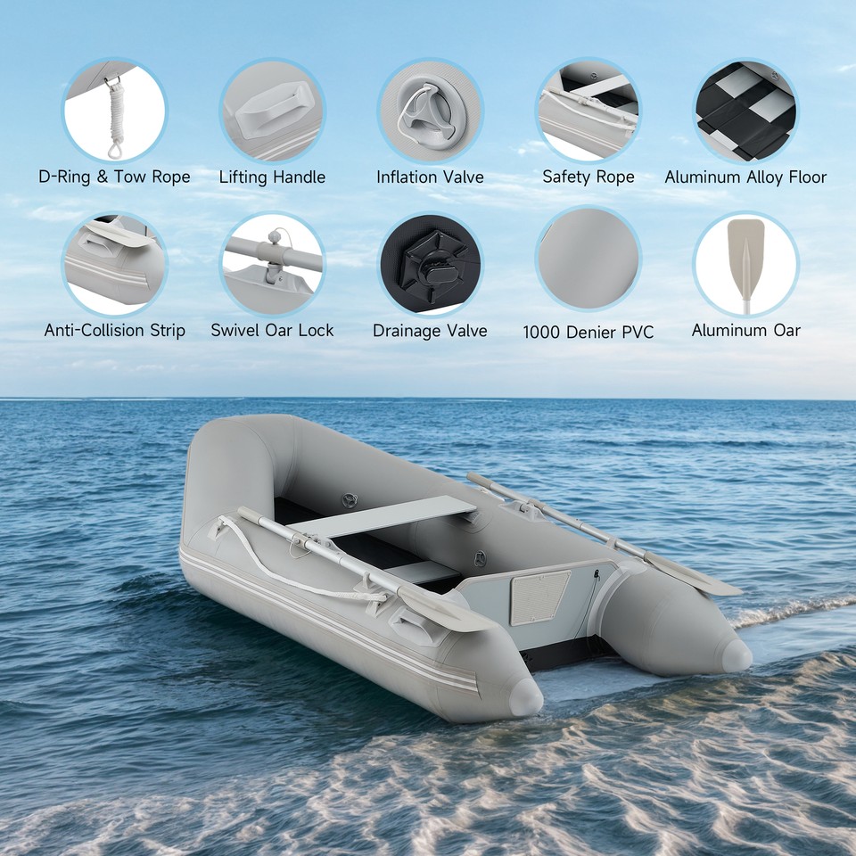 7.5ft/10ft Inflatable Boat Raft Fishing Dinghy Tender Pontoon Rescue ...