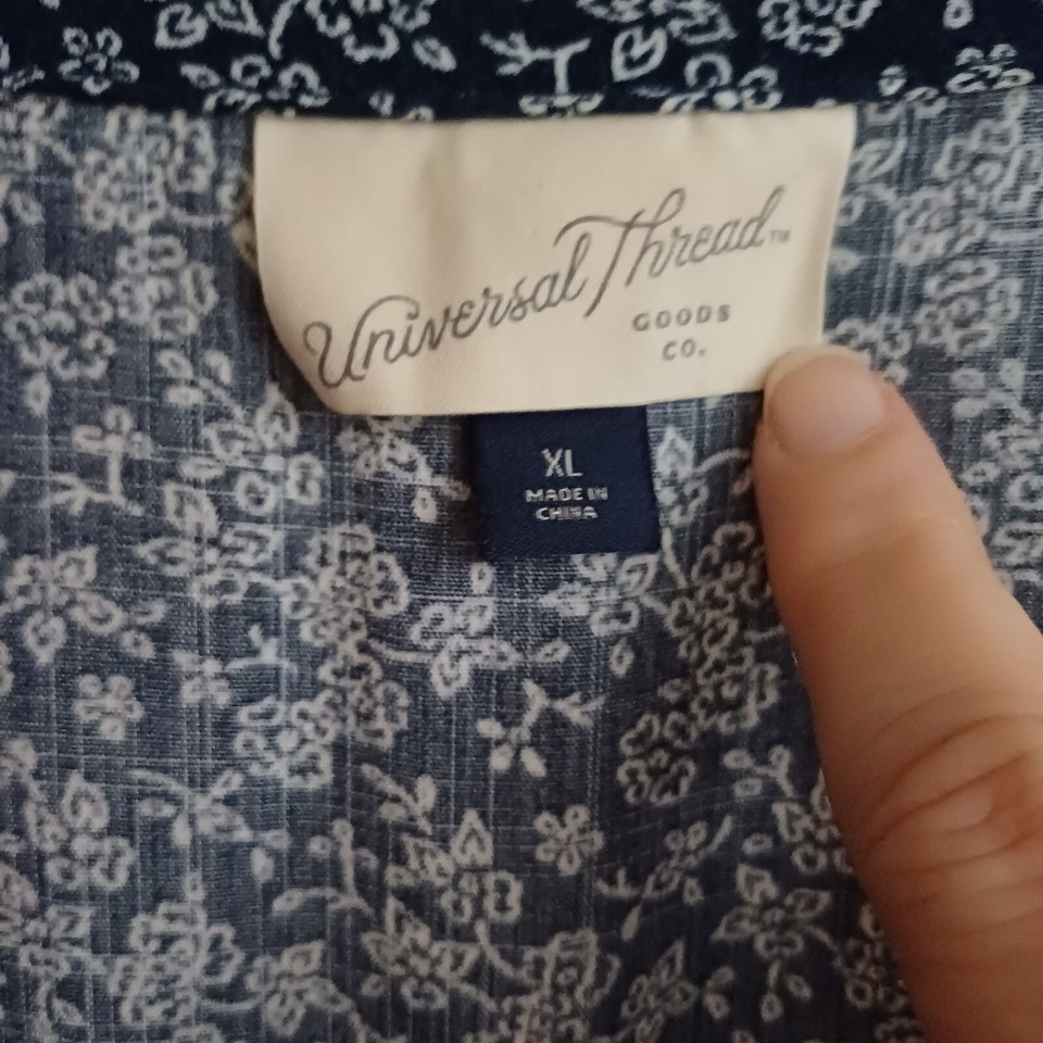 Universal Threads Jumpsuit Womens XL Navy Blue White Floral Wide Leg Has Pockets | eBay