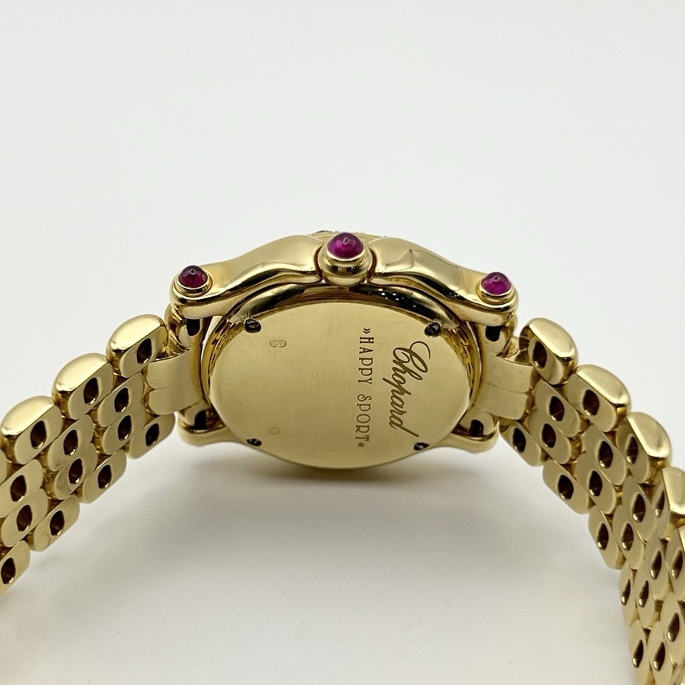 Chopard Happy Sport Ladies Watch 26mm 18K Gold White Dial Ref. 27/6151 ...
