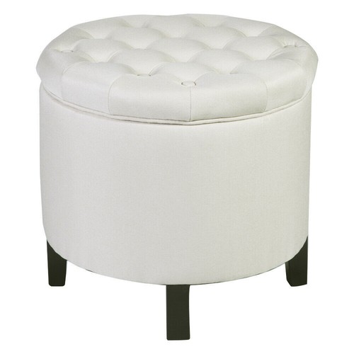 17in Large Storage Ottoman Stool PU Leather Vanity Enterway Stool ...