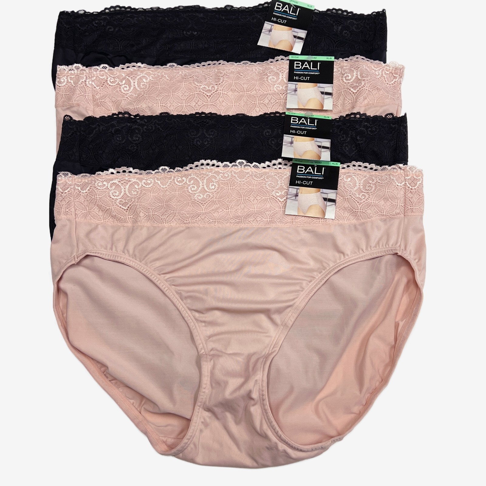 4 Bali Passion for Comfort Hi Cut Panty XL 8 NWT DFPC62 4 Pack Panties ...