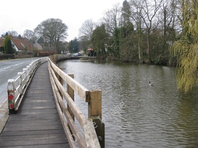 Photo 6x4 Duck swims across grid line Walkington The extensive pond by ...