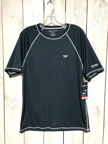 SPEEDO UPF 50+ BLOCK THE BURN LOOSE FIT SHORT SLEEVE NAVY SUN SHIRT ...