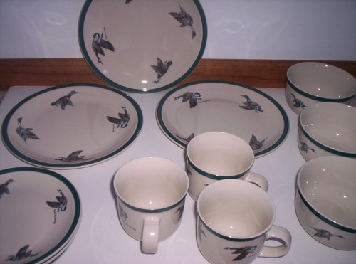 12 Anglers Expressions Duck Plates Cups bowls Bill Bishop Jr. Tieshan ...