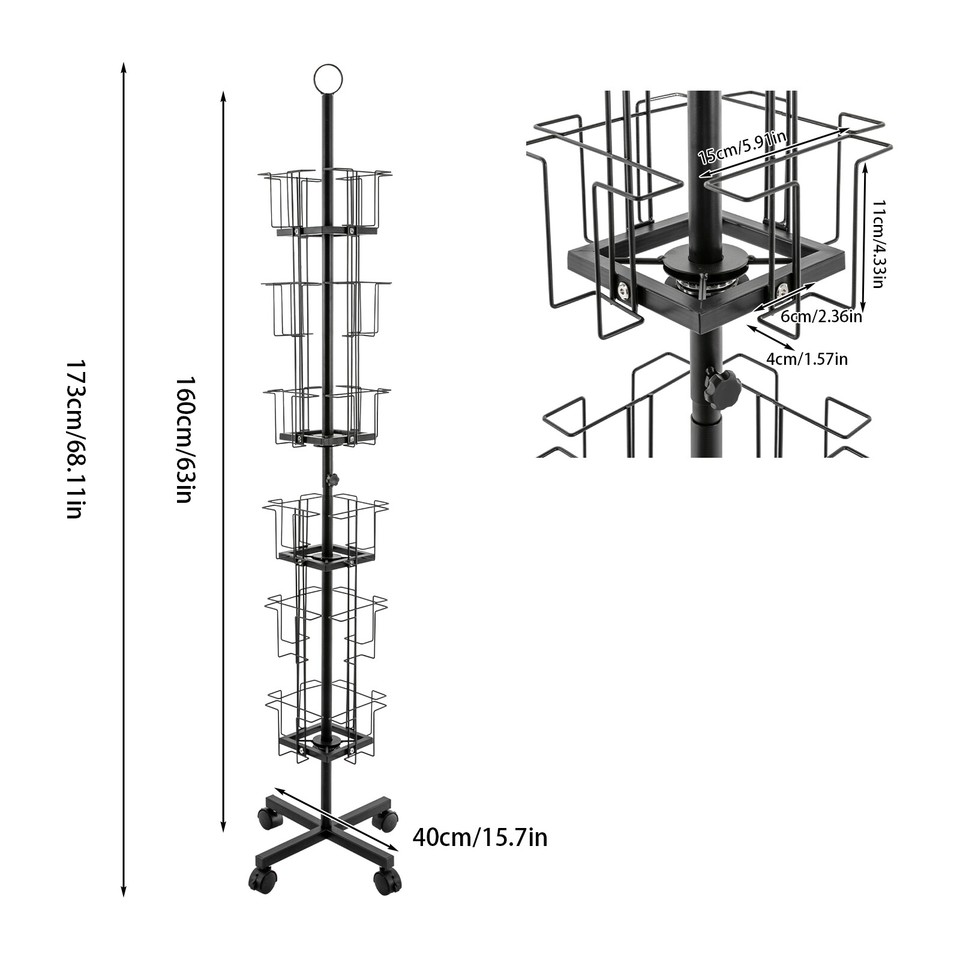 360° Rotating Greeting Card Rack Display Stand Spinning Pocket Rotating ...