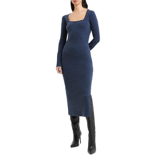 French Connection Womens Navy Tea Length Long Sleeve Bodycon Dress XL ...