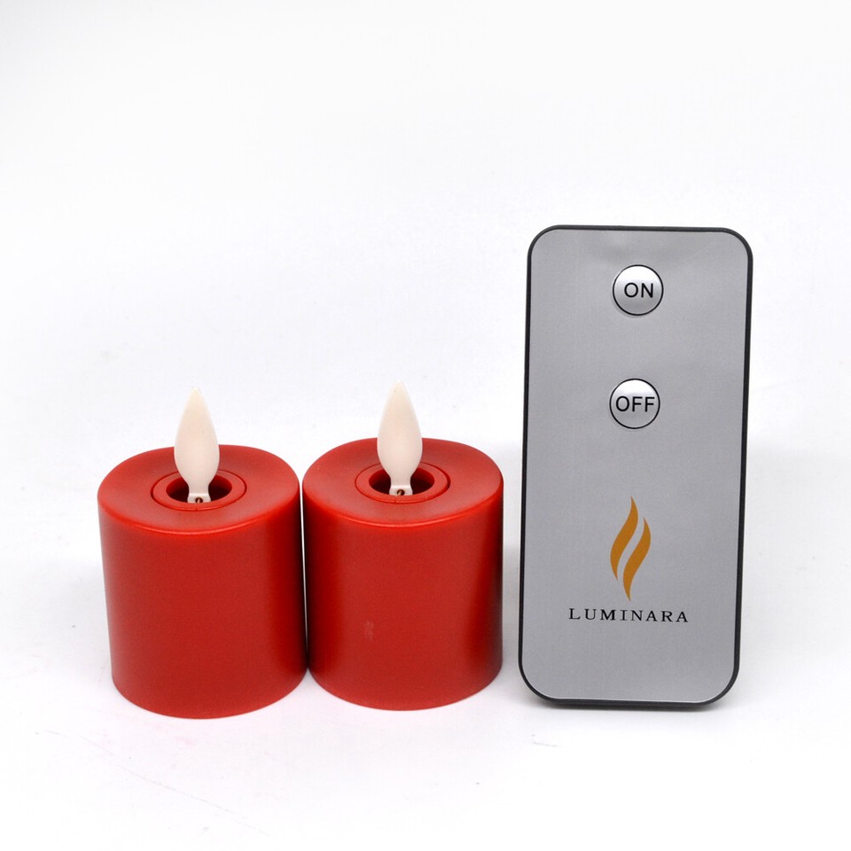 Luminara Flameless Red Rechargeable Tea Light Candles with Remote/timer ...