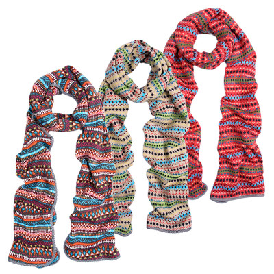 Premium Multi Color Fair Isle Knit Long Warm Winter Scarf - Diff Colors ...