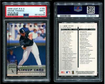 FRANK THOMAS 1998 Leaf Rookies and Stars True Blue #189 PSA 9 | eBay