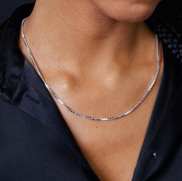 .925 Sterling Silver High Polished Greek Box Chain 0.6mm-5mm Necklace ...