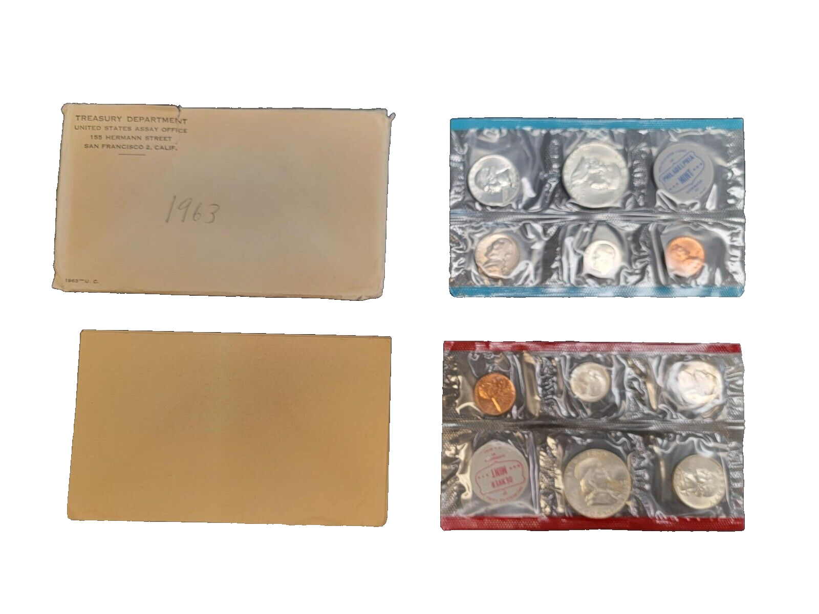 1963 Mint Set Complete & original Issued by US Mint 10 coins Both "P ...