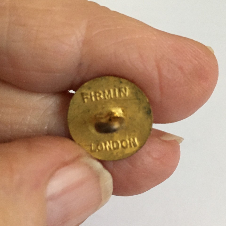 VINTAGE GOLD TONE RIMMED ANCHOR ENAMEL BUTTON FIRMIN LONDON PATINA 5/8 ...