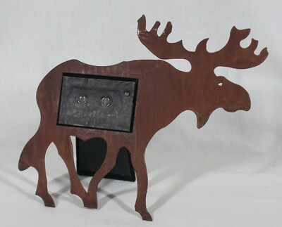 VERITAS RUSTIC CABIN MOOSE SHAPED 7.5"X 9" METAL PICTURE FRAME HOLDS ...