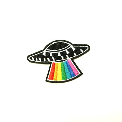 Rainbow UFO Patch Iron-On Patch Embroidered Applique, Alt Grunge Punk Goth | eBay