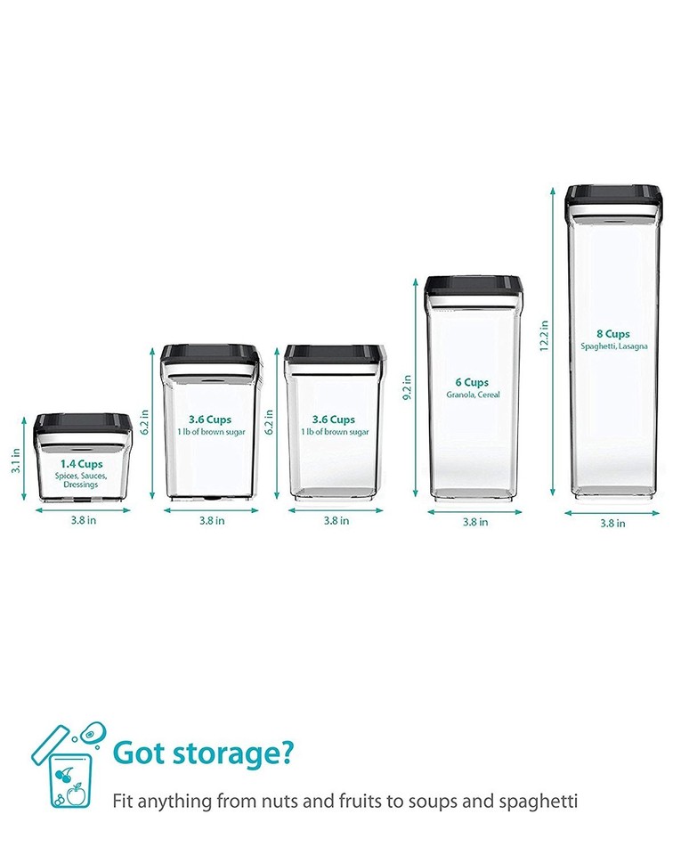 ROYAL Air-Tight Food Storage Container 10-Piece Set - Durable Plastic ...