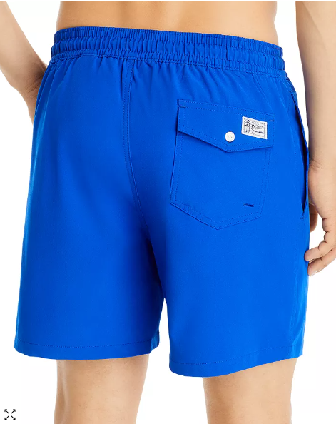 NWT POLO Ralph Lauren 21" SWIM TRUNK Small Pony BLUE YLW 3-Pocket MENS ...