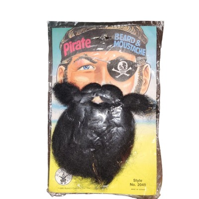 Vintage Rubies NOS Black Pirate Beard & Moustache 1986 Mask Halloween ...