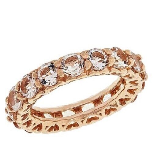 HSN Colleen Lopez Sterling Rose Gold Plated Morganite Eternity Band ...