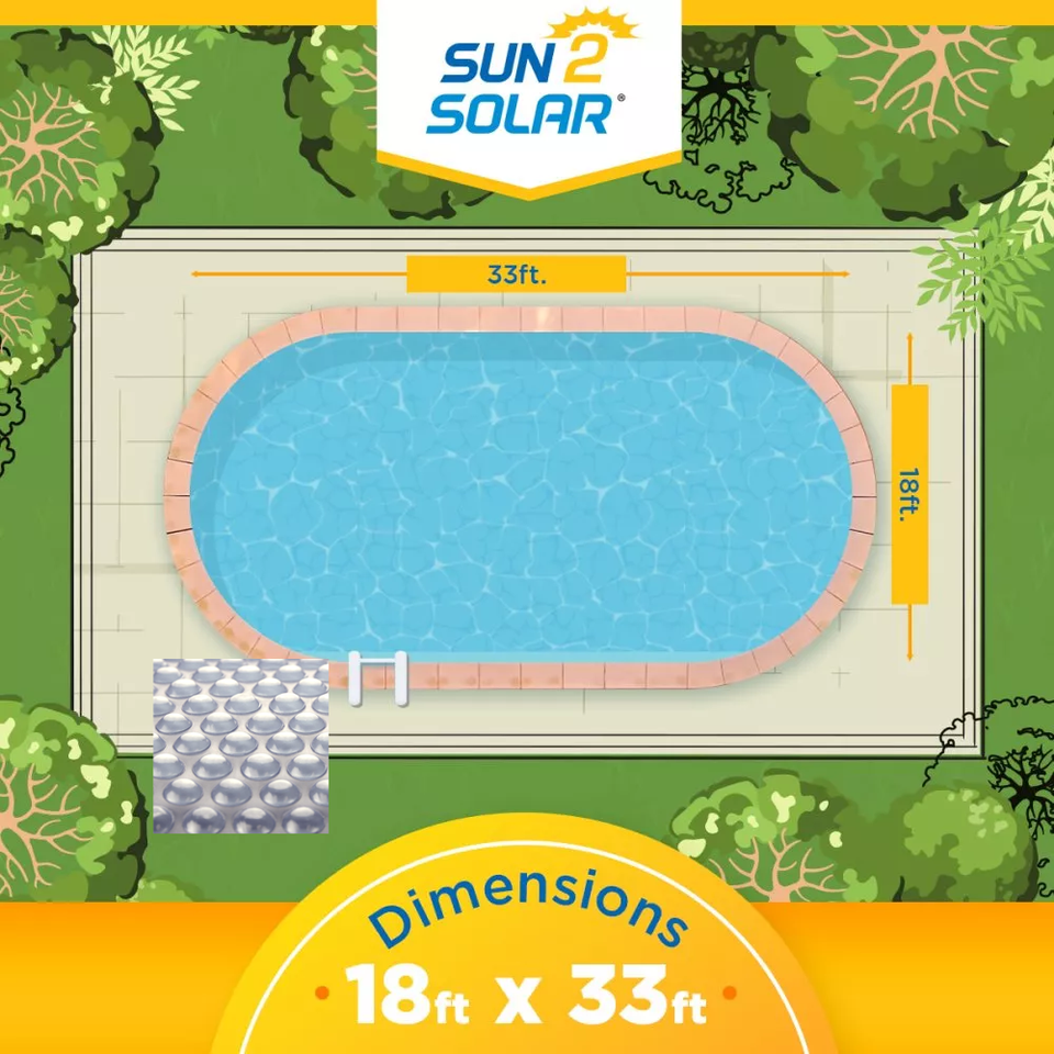 Sun2Solar 1600 Series Clear Oval Swimming Pool Solar Covers - (Choose ...