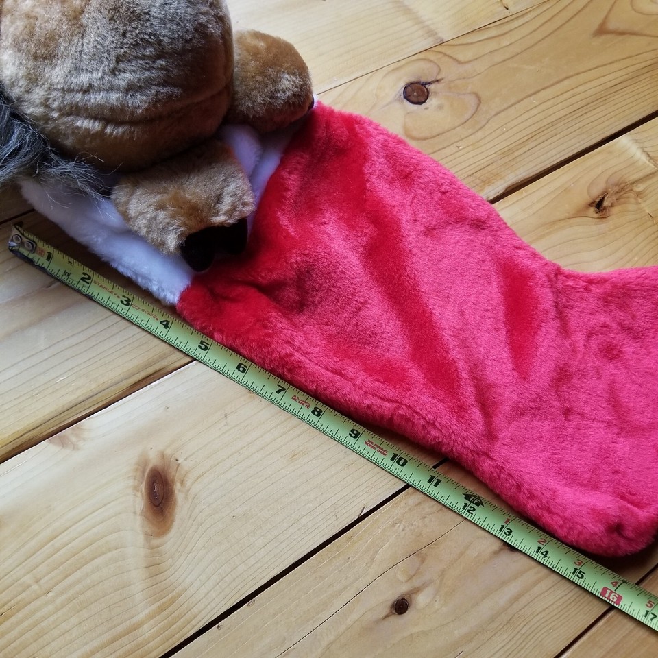 Vintage Smithy Christmas Stocking 3D Plush Rudolph Reindeer Red Nosed ...