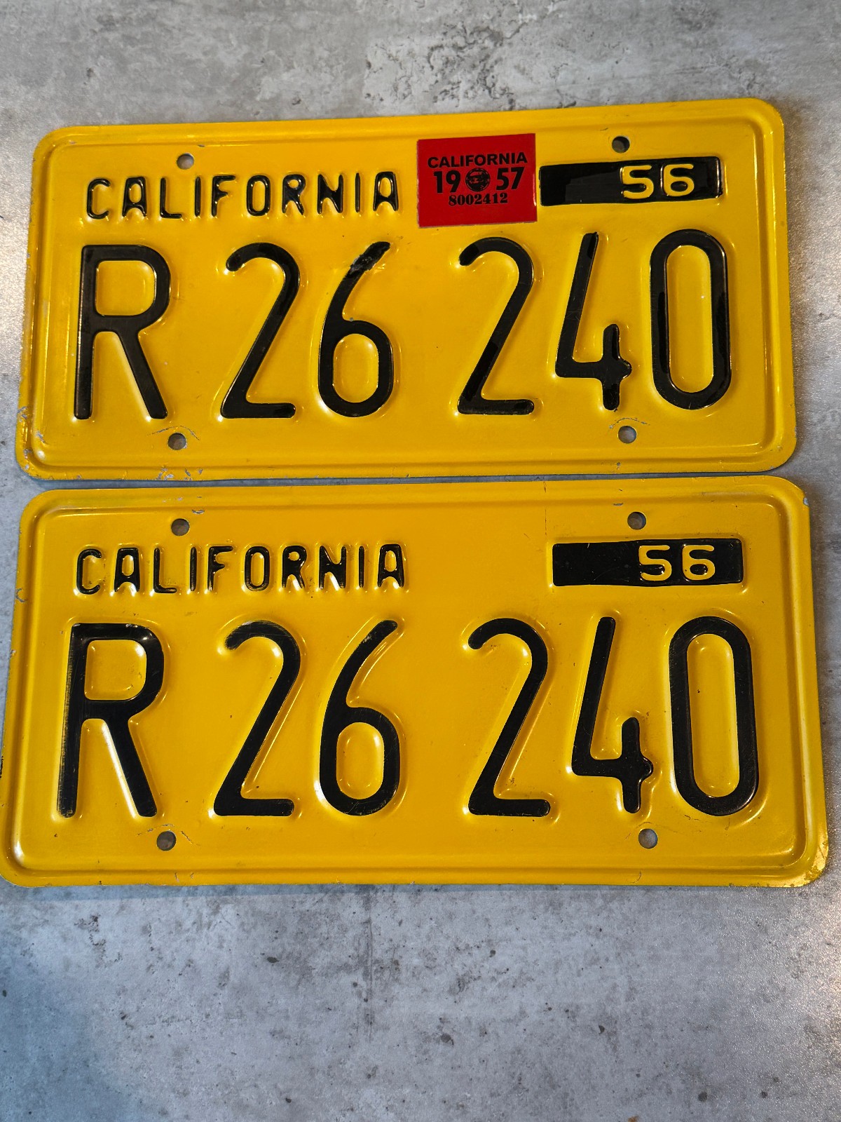 YOM 1956 California truck license plates with 1957 DMV sticker | eBay