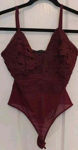 Love Tree Women's One Piece Snap Crotch Teddy. Sz L. Burgundy. B05 | eBay