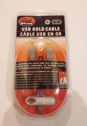 Geek Squad USB Gold Cable 6' A-B NEW SEALED PACKAGE | eBay
