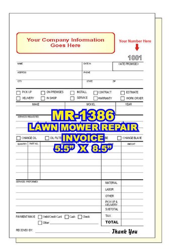 LAWN MOWER REPAIR INVOICE 2 or 3 Part Carbonless | eBay