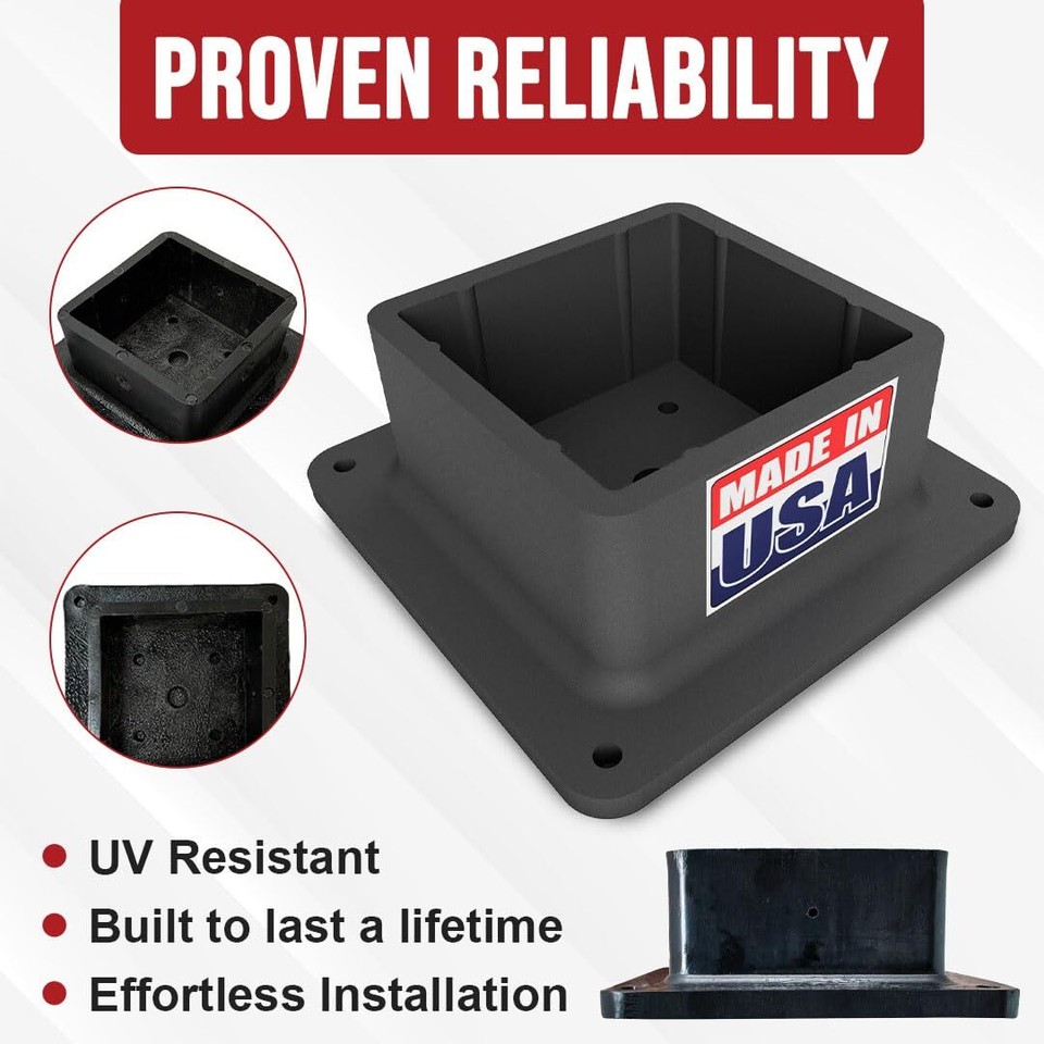 Never Rust/Stain 4x4 Post Base Bracket Anchor - Plastic Deck Post Skirt ...