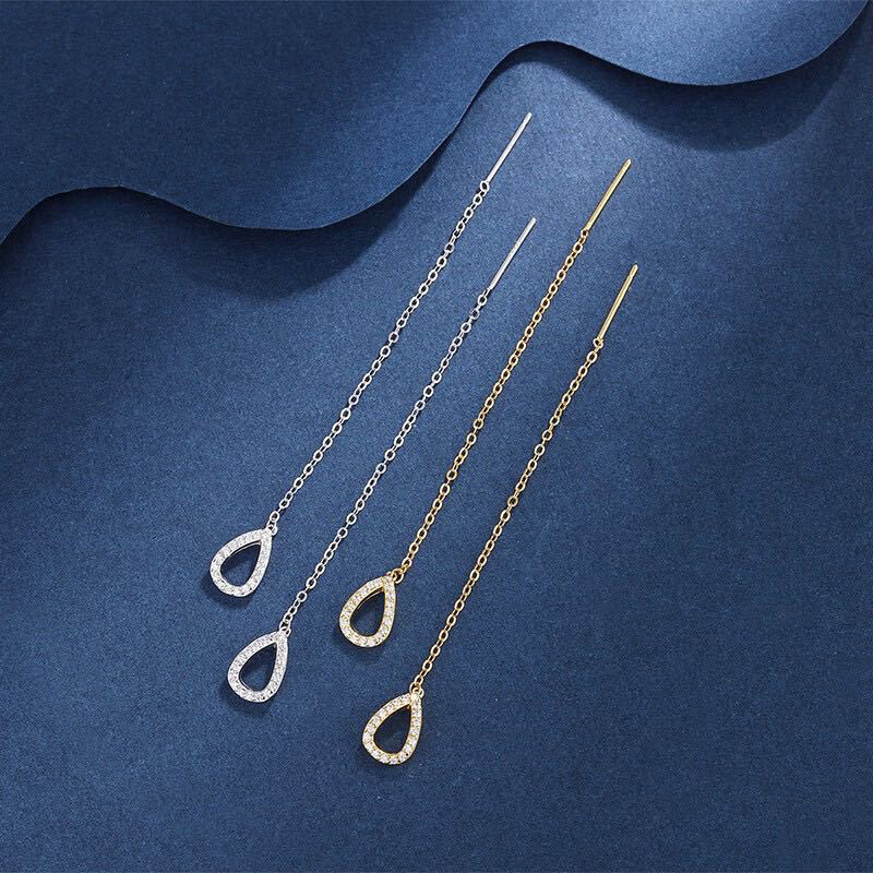 1Pair Drop Ear Line Long Hanging Earrings For Women Rhinestones ...