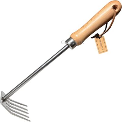Mini Garden Rake Handheld Cultivator with 5 Steel Tines Gardening Tool ...