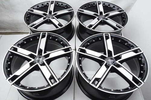 Kudo Racing Beta 18x8 5x120 Black Polish Face Chrome Rivet Wheels Rims ...