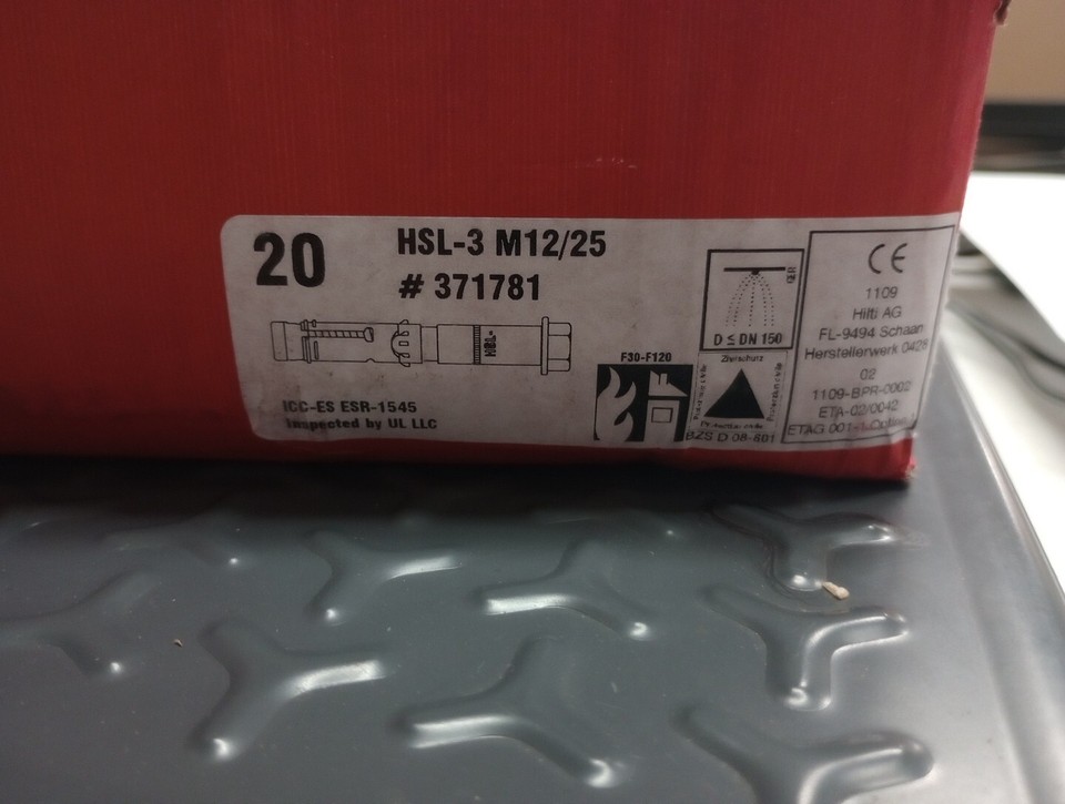 HILTI HSL-3 M12/25 #371781 ANCHOR NEW IN BOX QTY-20 | eBay