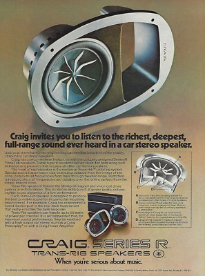 1977 Craig Series R Car Stereo Trans-Rib Speaker vintage Print AD ...