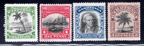 Cook Islands 1920 Short Set of 4, 1/2p to 3p, Scott 61-64 MH, value ...